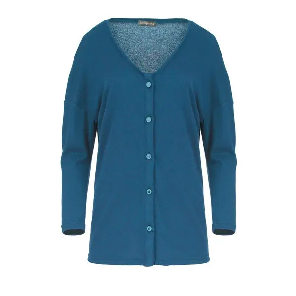 CONQUISTA Petrol Knit Button Cardigan - Blue
