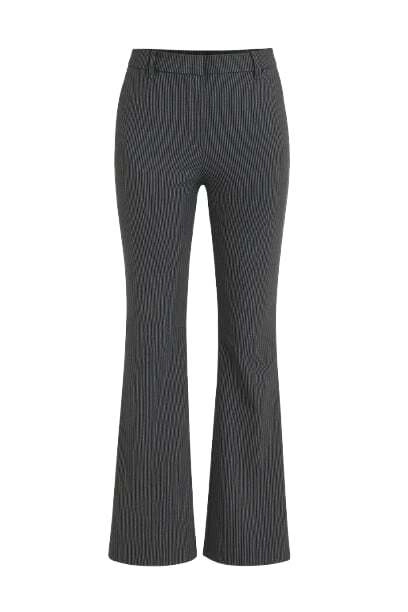 CONQUISTA Mid Rise Straight Striped Trousers - Grey