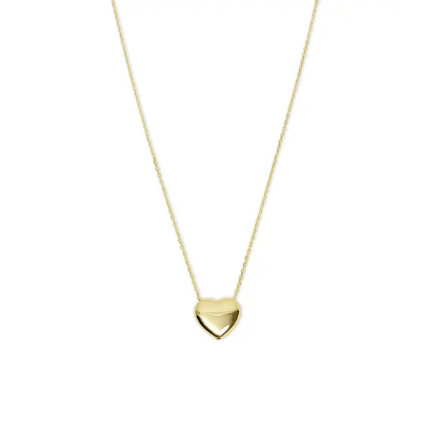 Argento Vivo Puffy Heart Necklace - Silver