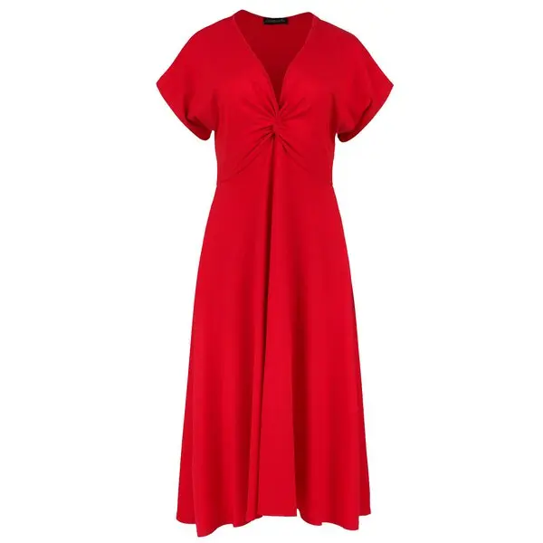 CONQUISTA Knot Detail Midi Dress - Red