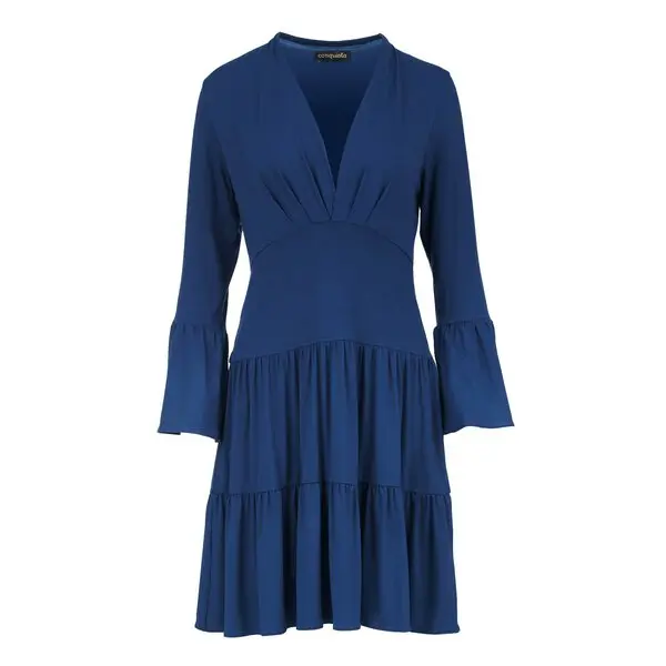 CONQUISTA Jersey Tiered Dress - Blue