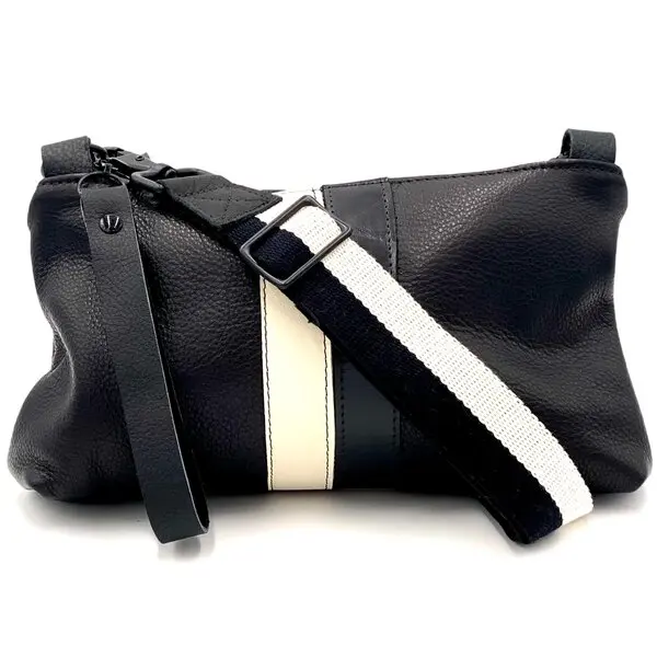 LYNN TALLERICO Nancy In Leather With Cream & Stripe - Black