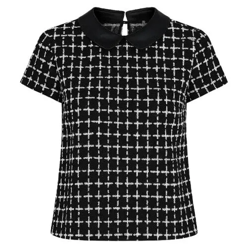 CONQUISTA Short Sleeve Allover Print Top