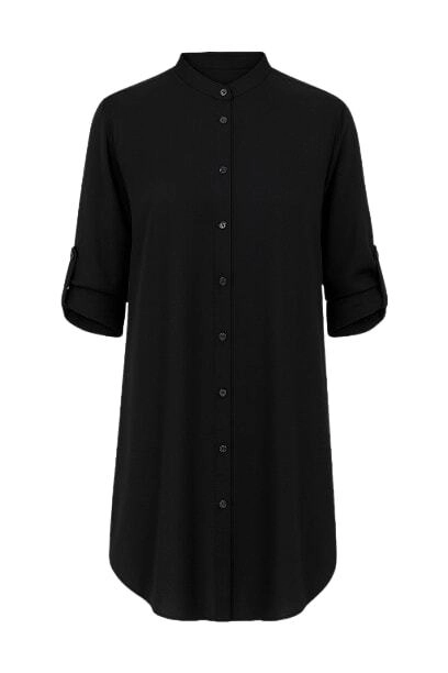 CONQUISTA Long Shirt With Print Detail - Black