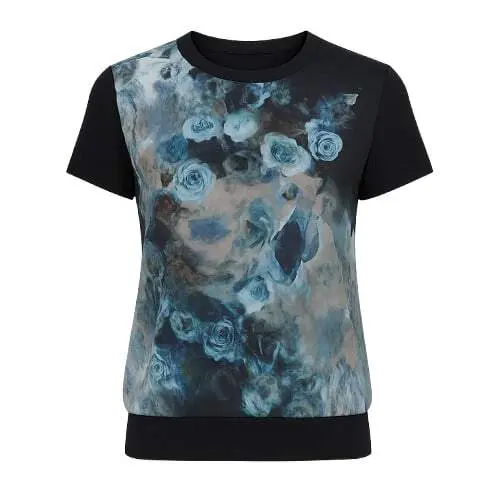 CONQUISTA Patterned Short Sleeve Top