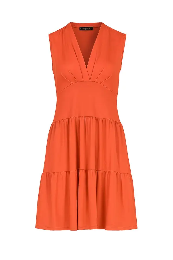 CONQUISTA Paprika Sleeveless V-neck Jersey Dress - Red
