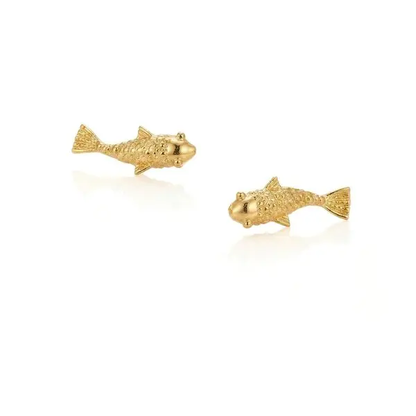 JAREDJAMIN Playing Koi Fish Climber Earrings - Gold