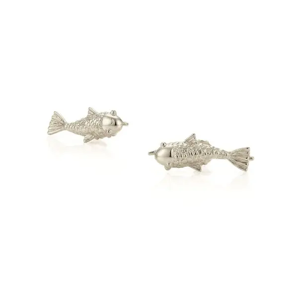 JAREDJAMIN Playing Koi Fish Climber Earrings - Silver