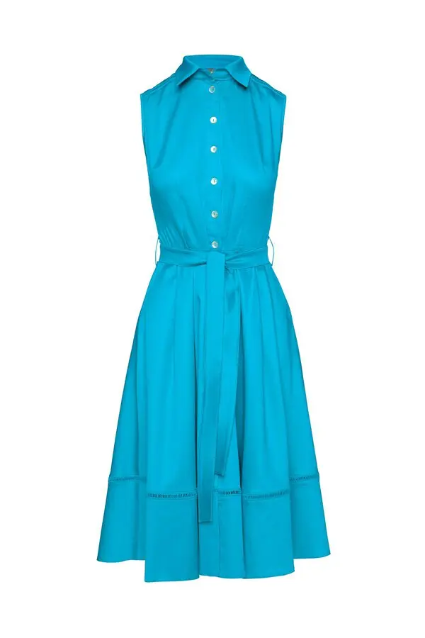CONQUISTA Turquoise Button Detail Dress