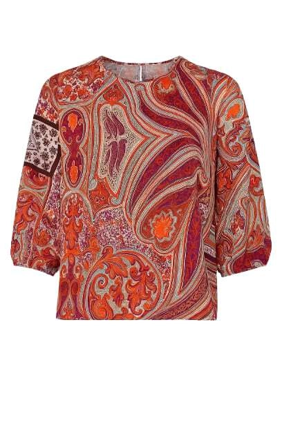 CONQUISTA Print Top With Bishop Sleeves