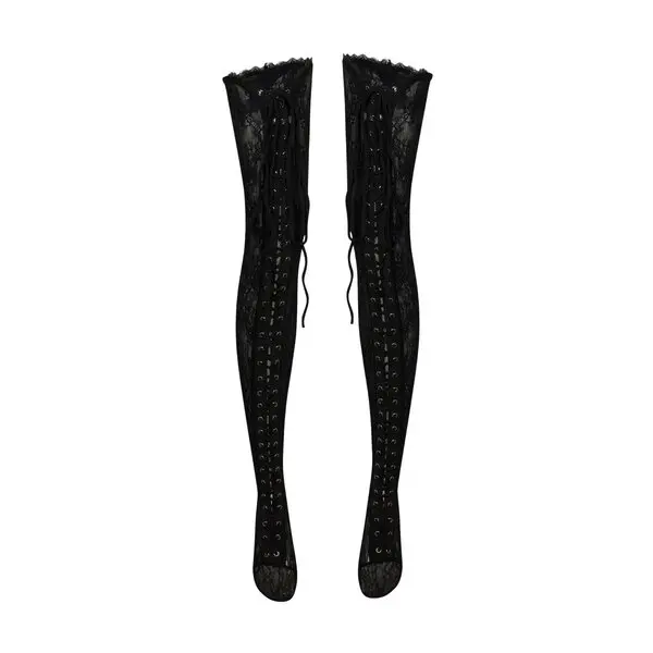 EMPRESS MIMI Lilith Lace-up Stockings - Black
