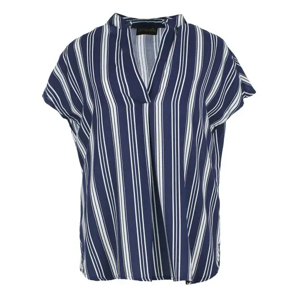 CONQUISTA Nautical-inspired Viscose Striped Blouse - Blue