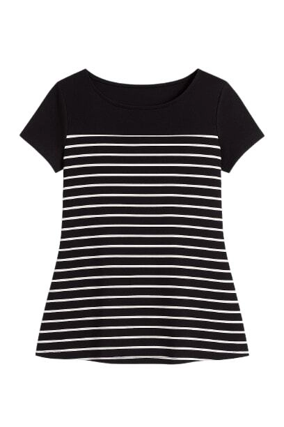 CONQUISTA Striped Top With Uneven Hemline
