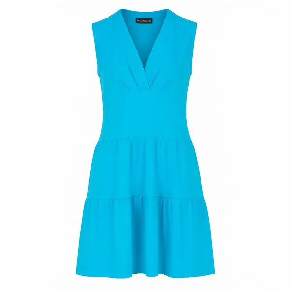 CONQUISTA Sleeveless Turquoise Cotton Jersey Dress - Blue