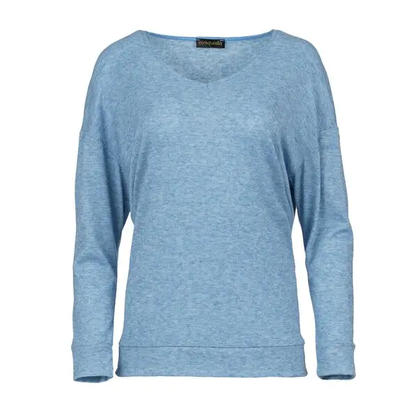 CONQUISTA Light Melange V Neck Knit Top