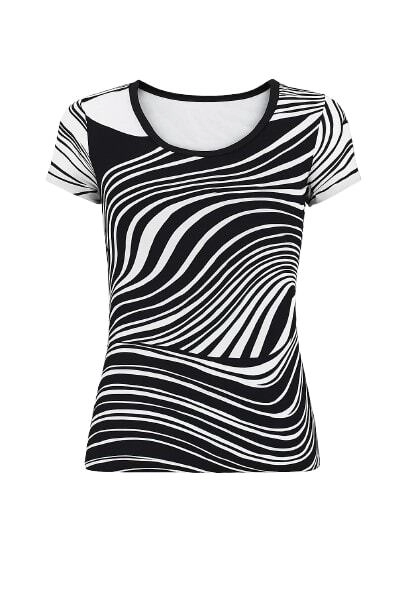 CONQUISTA Round Neck Print Top