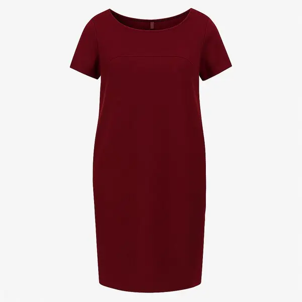 CONQUISTA Wine Sack Style Punto Di Roma Short Sleeve Dress - Red