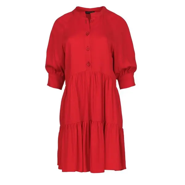 CONQUISTA Loose Ruffle Dress - Red