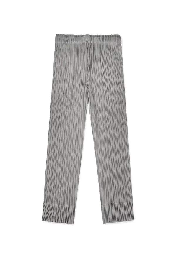 WILD COSMOS Natalia Plissé Satin Tapered Crop Pant - Grey