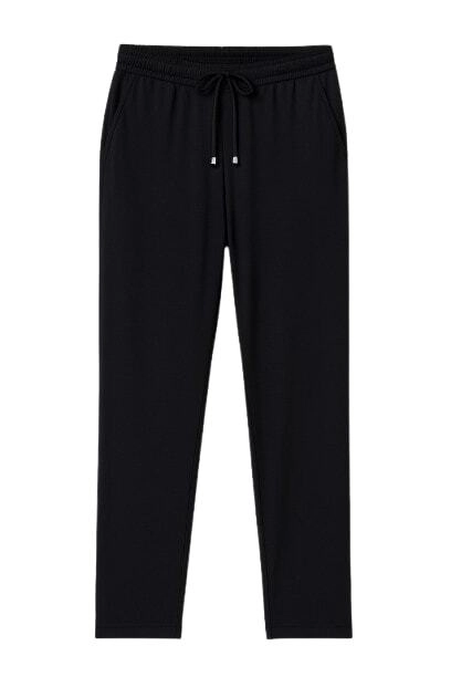 CONQUISTA Long Jersey Pants With Tie Detail - Black
