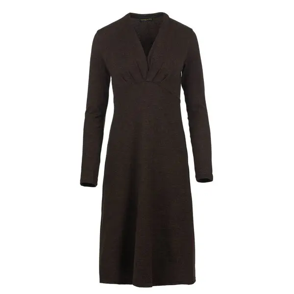 CONQUISTA Melange Long Sleeve Empire Line Jersey Dress - Brown