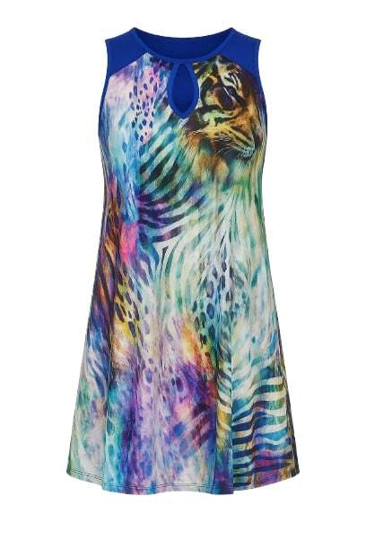 CONQUISTA A-line Print Dress - Blue
