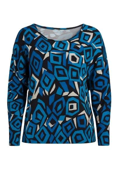 CONQUISTA Viscose Elastane Jersey Top – Geometric Print