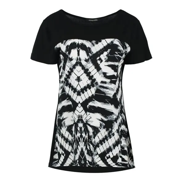 CONQUISTA Chic Monochrome Patterned Longline Top