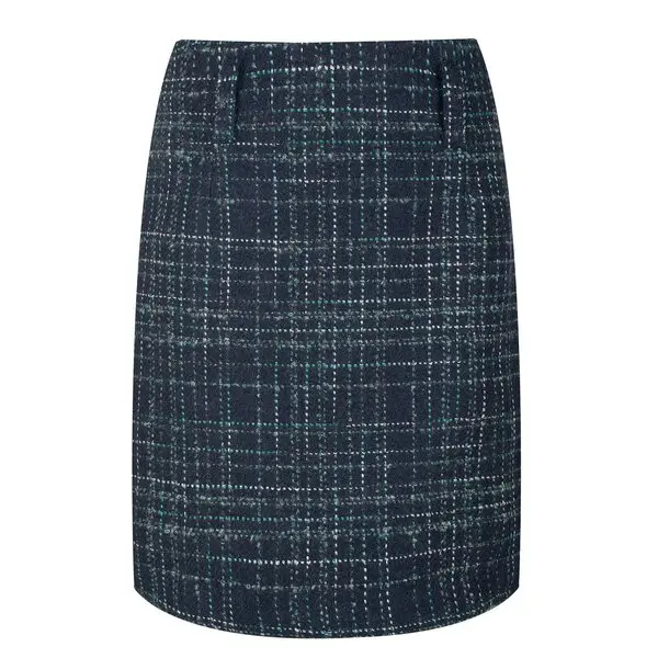 CONQUISTA Check Wool Coat Fabric Mini Skirt