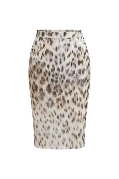 CONQUISTA Animal Print Pencil Skirt - Black