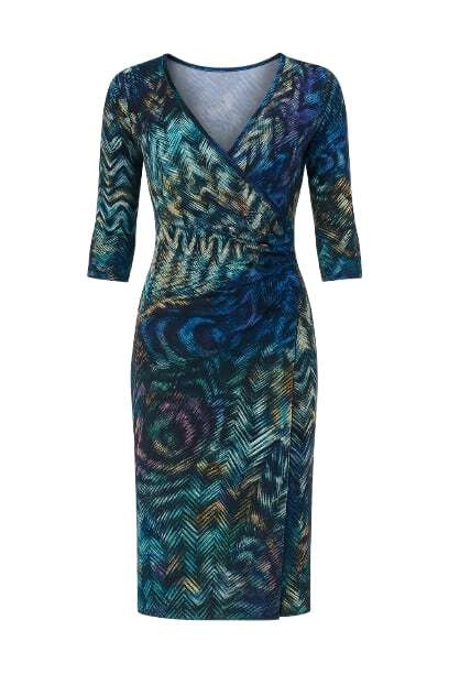 CONQUISTA Print Crossover Dress - Blue