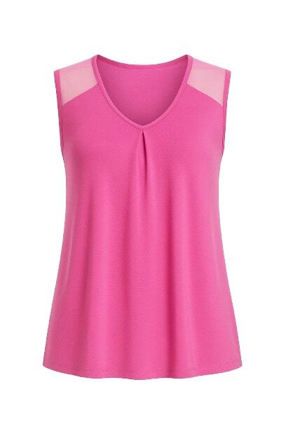 CONQUISTA V Neck Pleat Detail Top