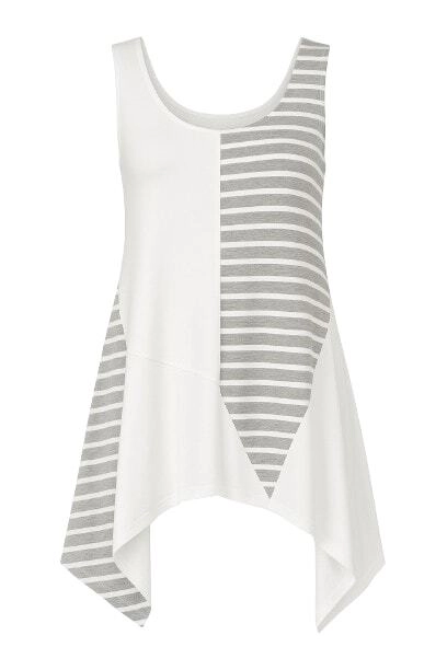 CONQUISTA Asymmetrical Stripe Detail Tunic