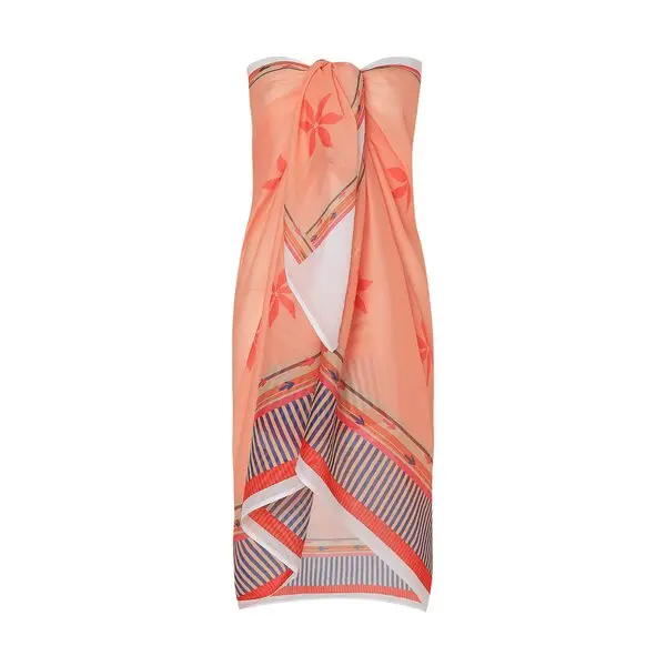 DHARA SHETH, DUBAI Peach Blossom Resort Tube-style Sarong Peach & Multicolour - Orange