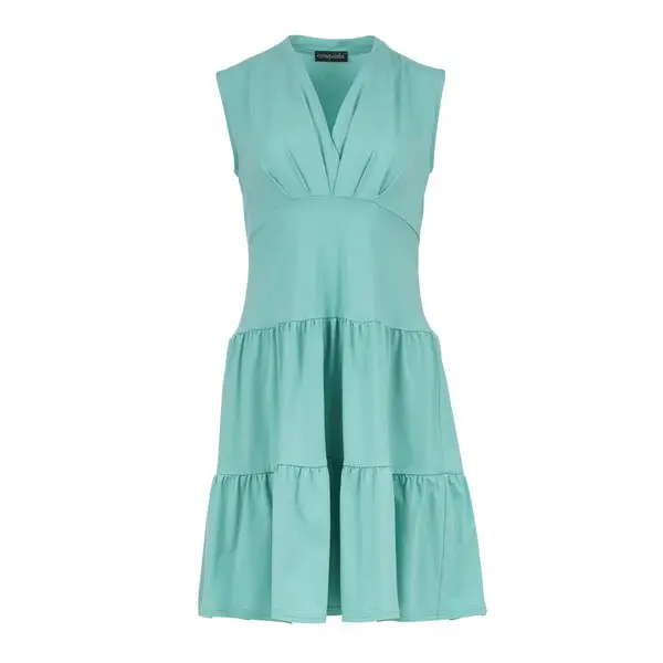 CONQUISTA Jade Sleeveless V-neck Jersey Dress - Blue