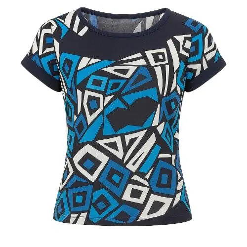 CONQUISTA Sleeveless Print Top Navy