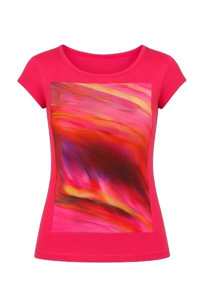 CONQUISTA Print & Solid Colour Top - Red