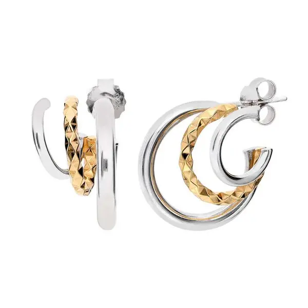 GOLD & HONEY And Gold Two-tone Triple Hoops