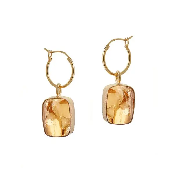 GODDESS CHARMS Gold / Yellow Citrine Eletal Crystal Earrings - Gold/yellow