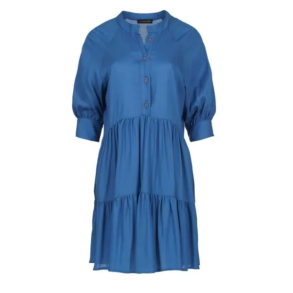 CONQUISTA Loose Ruffle Dress - Blue