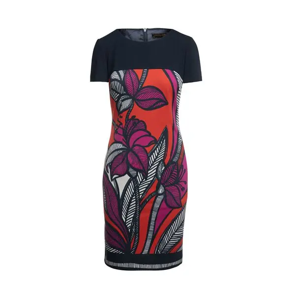 CONQUISTA Blue & Red Floral Dress Fashion - Blue/red