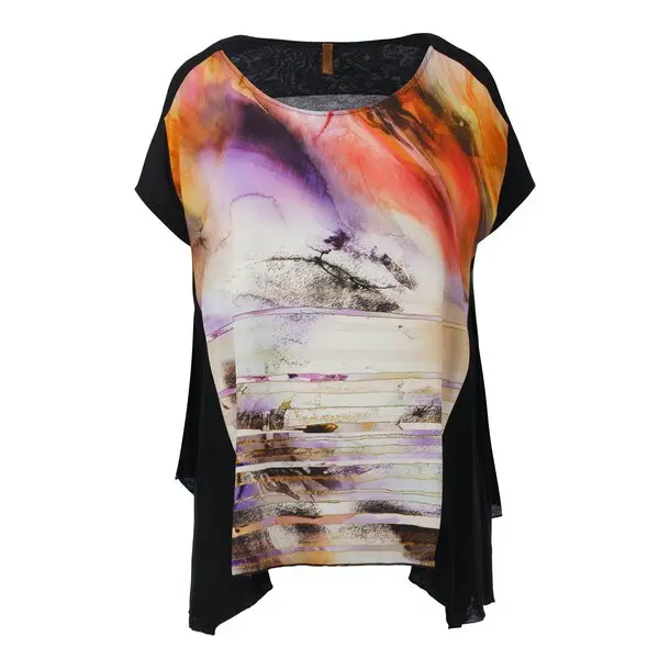 CONQUISTA Abstract Sunset Oversized Jersey Top