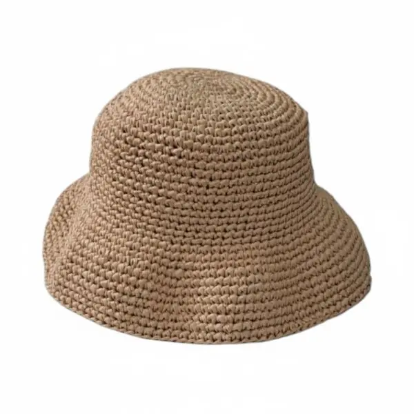 SPRINGMOONATELIER Neutrals Luxury Handmade Raffia Crochet Bucket Hat – Premium Cream Butterfly - White
