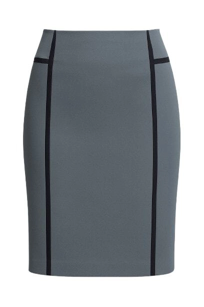 CONQUISTA Punto Di Roma Mini Skirt With Dark Decorative Trim - Grey