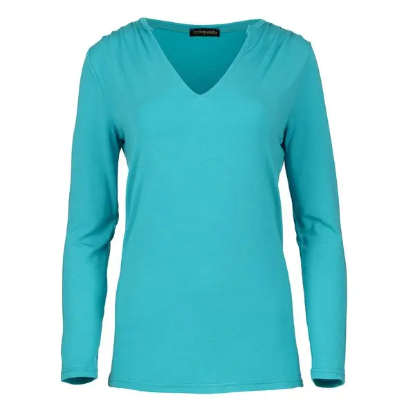 CONQUISTA Turquoise Jersey V Neck Top