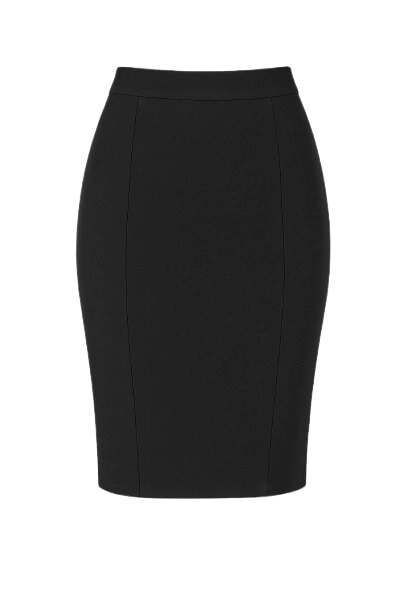 CONQUISTA A Figure Flattering Polished Stretch Pencil Skirt - Black