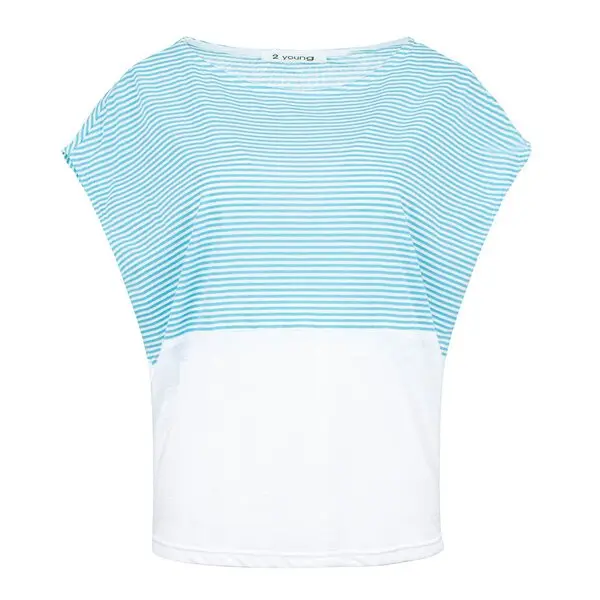 CONQUISTA Sleeveless Stripe Detail Jersey Top - Blue