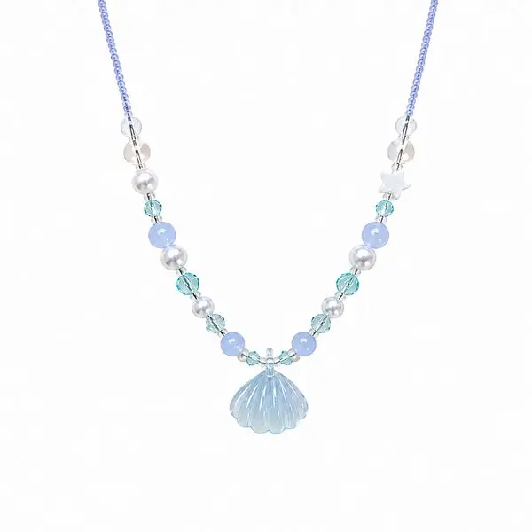 ORMIRO Star & Shell Aquamarine Beaded Necklace - Blue