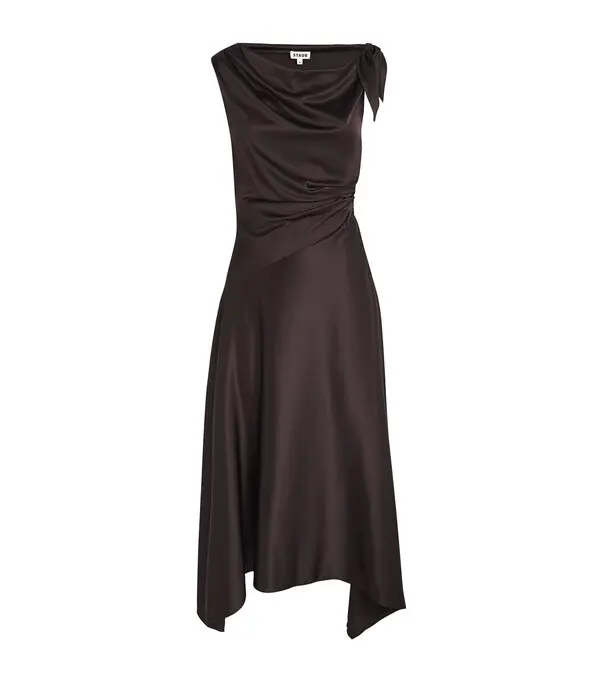 Staud Silk Portia Midi Dress - Black