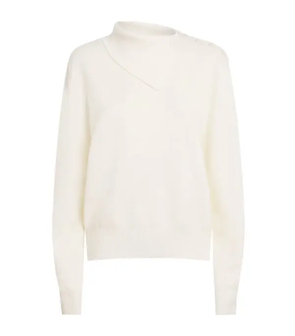 RÓHE Merino Wool Uneven-collar Polo Sweater - Ivory